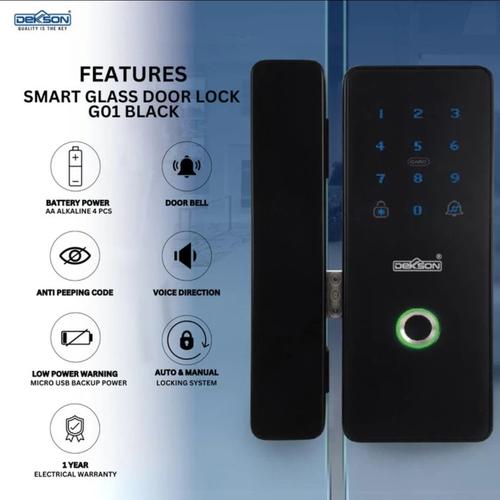Jual Dekkson Smart Glass Door Lock Rim Lock Kunci Kaca Dekkson G01 ...