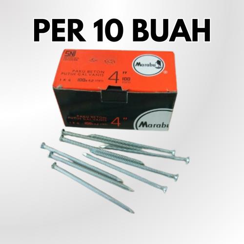 Jual PER 10 BUAH Paku Beton 4 Inch Marabu Putih Paku Tembok Dinding 100 ...