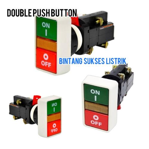 Promo ORIGINAL Double Push Button with lampu 220vac PB30N / dobel pus ...
