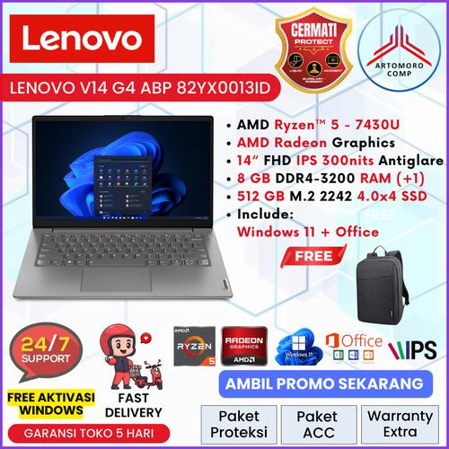 Promo Lenovo V14 G4 ABP Ryzen 5 7430 8GB 512GB Win11+Office 14" FHD IPS ...
