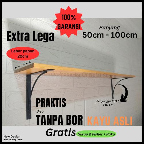 Promo (PREMIUM) Rak Dinding Ambalan KAYU ASLI Serbaguna Extra Lebar ...