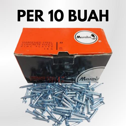 Jual PER 10 BUAH Paku Beton 1 Inch Marabu Putih Paku Tembok Dinding 25 ...