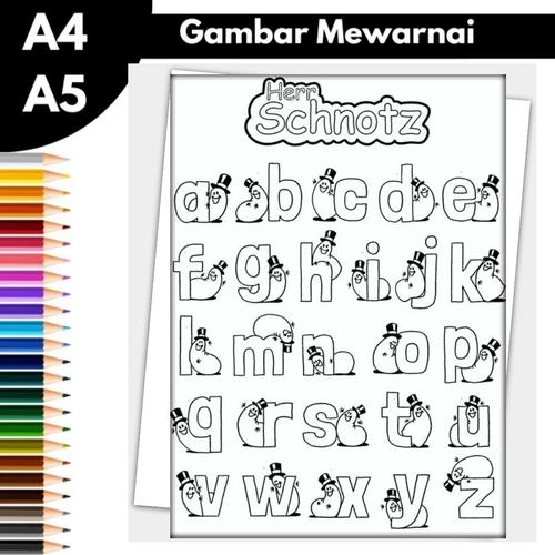 Jual kertas mewarnai, GAMBAR MEWARNAI tema huruf,abjad, abcd - A5 - Kab ...