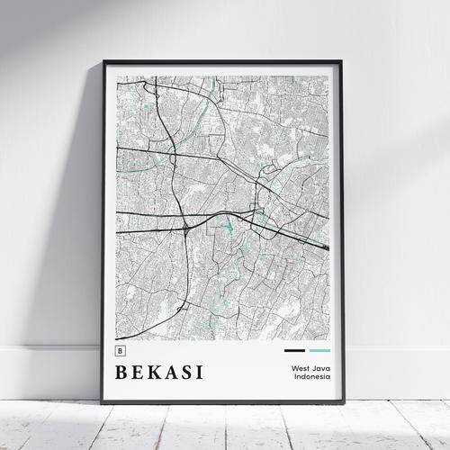 Jual Poster Peta Minimalis Kota Bekasi A1 A2 A3 A4 Semi Matte Pajangan ...
