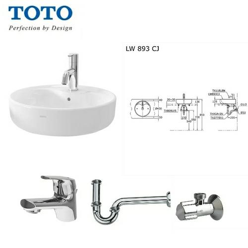 Jual Wastafel TOTO LW 893 CJ W/F Comp Set Kran Panas Dingin TX115KEA P ...
