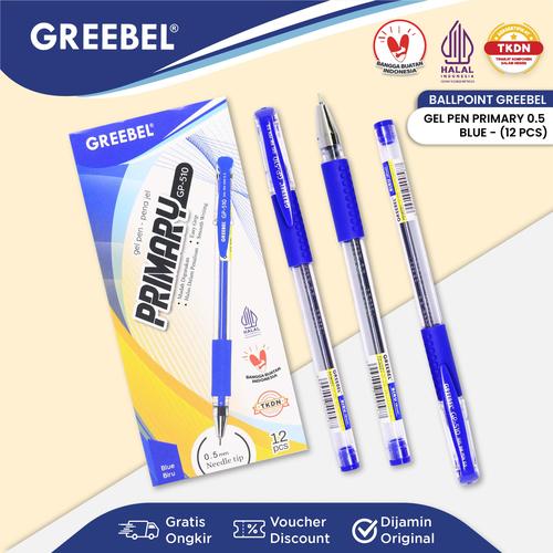 Promo GREEBEL PULPEN GEL / Gel Pen Primary GP-510 0.5 Biru (12PCS/SET) / Ballpen Gel Ballpoint ...