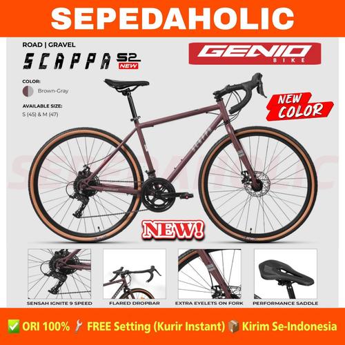 Jual Sepeda Gravel GENIO SCAPPA S2 700C 18 Speed Road Bike - Orange Gray, Size 45 (S) - Kab ...