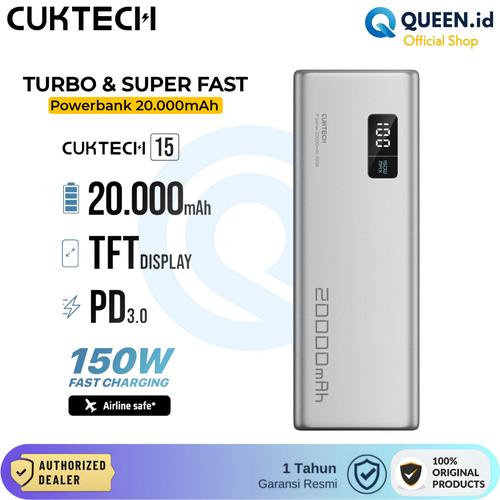 Promo CUKTECH 15 Powerbank 20000mAh 150W USB TYPE C PD Digital Display ...