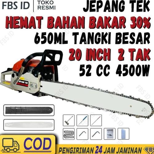 Jual Mesin Potong Kayu 52CC 20" Chainsaw 2Tak Gergaji Potong Pohon Kayu ...