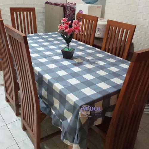Promo Taplak Meja Makan Aesthetic Bahan Kain Katun Motif Kotak Model ...
