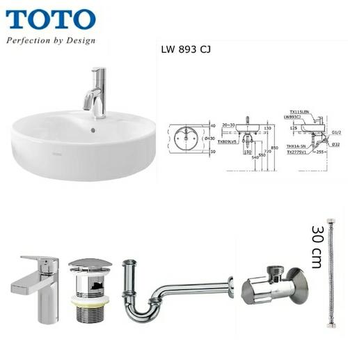 Jual Wastafel TOTO LW 893 CJ W/F Comp Set Kran Dingin TX109LRS Packing ...
