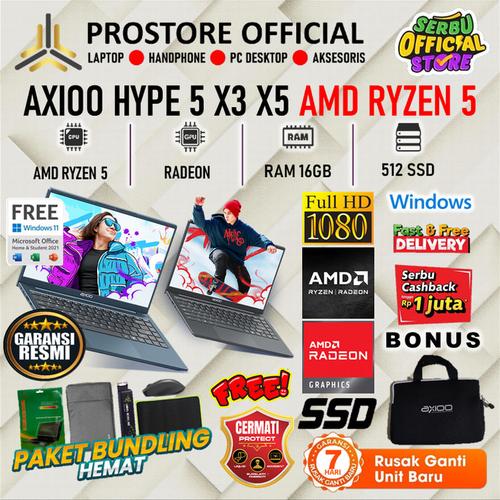 Promo LAPTOP AXIOO HYPE 5 X6 X5 X3 RYZEN 5 6600H 5560 5500 3500 16GB 512GB SSD W11 14.0FHD IPS ...