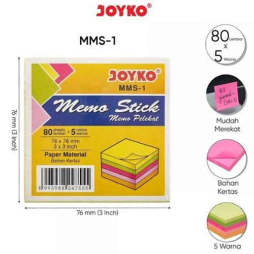 Jual Memo Stick / Sticky Notes Joyko MMS-1 5 Warna - 76 x 76 mm ...