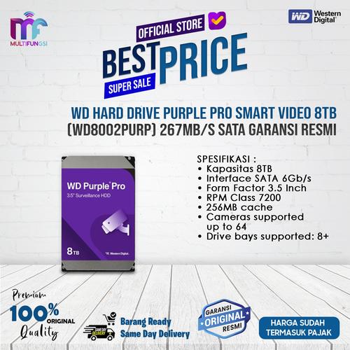Promo WD Hard Drive Purple Pro Smart Video 8TB (WD8002PURP) 267MB/s ...