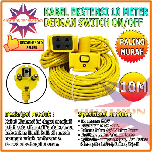 Promo Kabel Extension 10 Meter Tanpa Tombol Switch On Off / Kabel ...