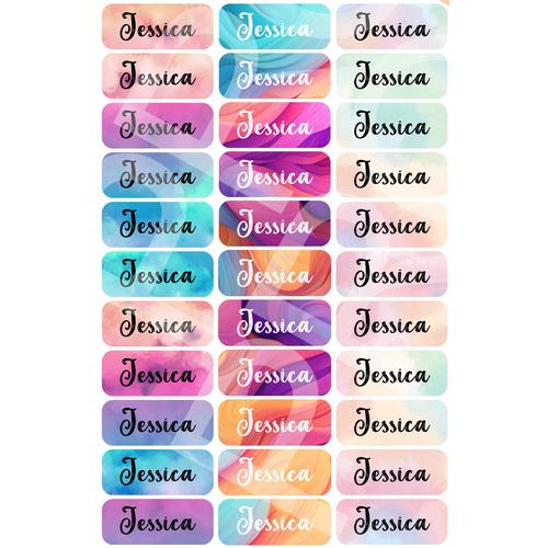 Jual STICKER LABEL NAMA EDISI ABSTRACT VINYL WATERPROOF 5x2cm ...