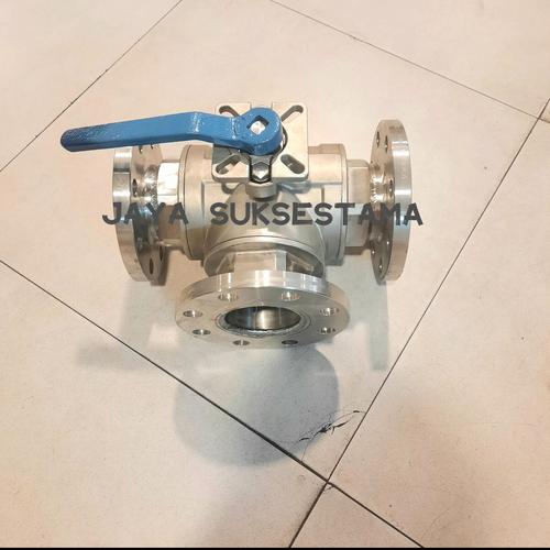 Jual Ball Valve 3 way 3" inch JIS 10K SS316 Ball Valve Three Way Flange JIS 10K SS 316 - Jakarta ...
