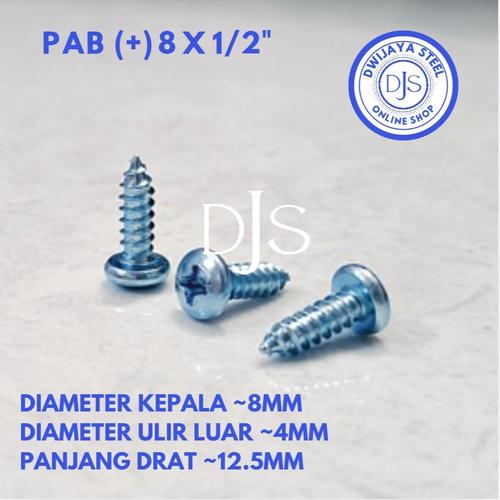 Jual PAB #8X1/2" SEKRUP TAPPING PAB 8X1/2" MOON LION SKRUP PUTIH ...