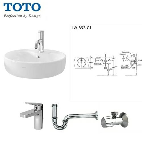 Jual Wastafel TOTO LW 893 CJ W/F Comp Set Kran Panas Dingin TX115LRS P ...