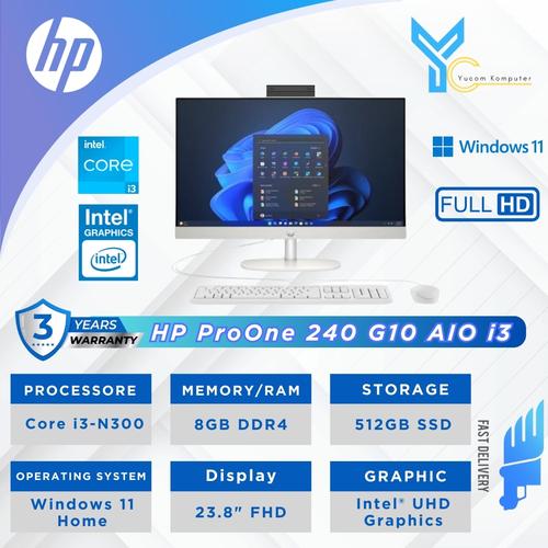 Jual HP 240 G10 AIO Core i3-N300/8GB/512GB/23.8" HD/Windows 11 Home/3 ...