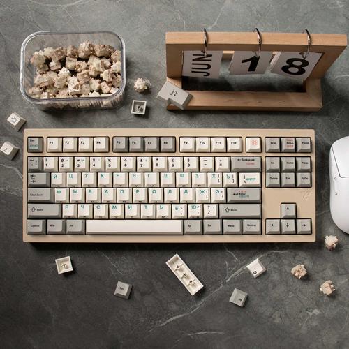 Jual Keycaps PBT Dye Sub Cherry Profile Retro Russian Greenish Cyan ...