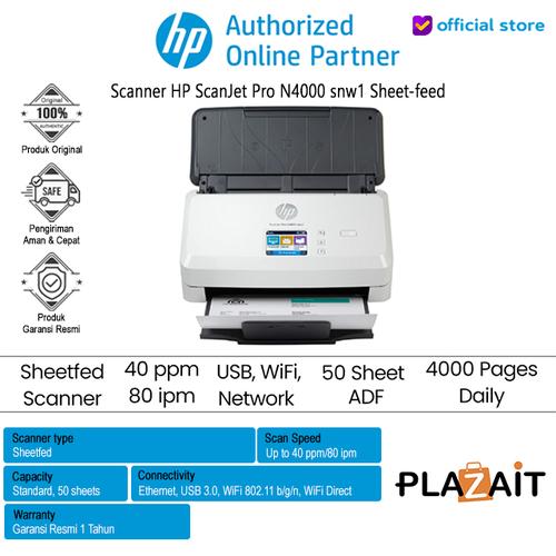 Promo Scanner HP ScanJet Pro N4000 snw1 Sheet Feed USB 3.0 WiFi 40 ppm ...