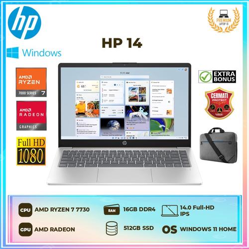 Jual Laptop Hp 14 Ryzen 7 7730 16GB Ram 512Gb Ssd Windows11 14.0Full-HD ...