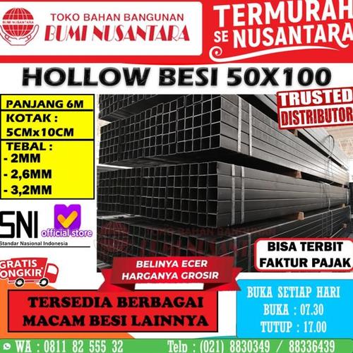 Jual Hollow Besi 50X100 Sni 3,2Mm Pipa Kotak Hitam Holo Besi Pagar 5X10 ...