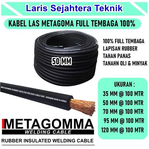 Jual Kabel Las Listrik Hitam 50mm X 100mtr Metagomma Tahan Panas Dan ...
