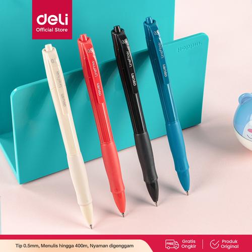 Jual Deli Gel Pen Pulpen Gel Retractable 0.5mm 3 Warna Bullet Tip S08 ...