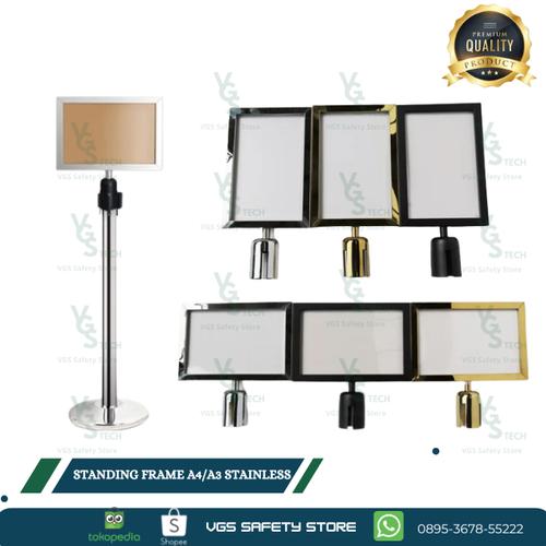 Promo Standing Sign Frame Stainless Papan Tiang Antrian A4/A3 ...