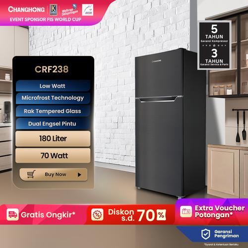 Promo CHANGHONG Kulkas 2 Pintu 180L Black CRF-238 Cicil 0% 3x - Kab ...