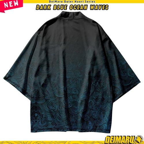 Promo Kostum Kimono Haori Dark Blue Ocean Waves Wave Cardigan Jepang ...