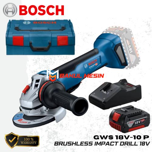 Jual BOSCH GWS 18V-10P Cordless Angle Grinder 100mm Mesin Gerinda ...