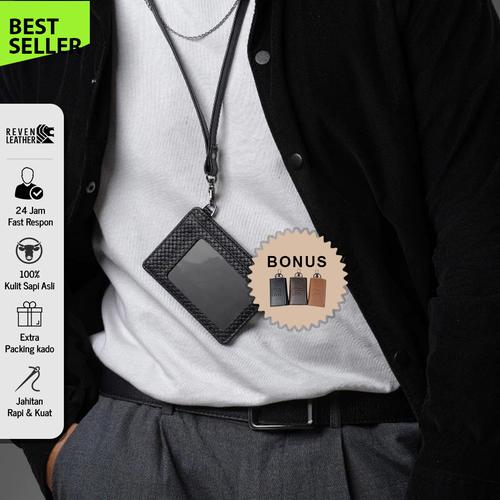 Promo Lanyard Kulit Sapi ID Card Reven Batara Lanyard Name Tag Kartu ...