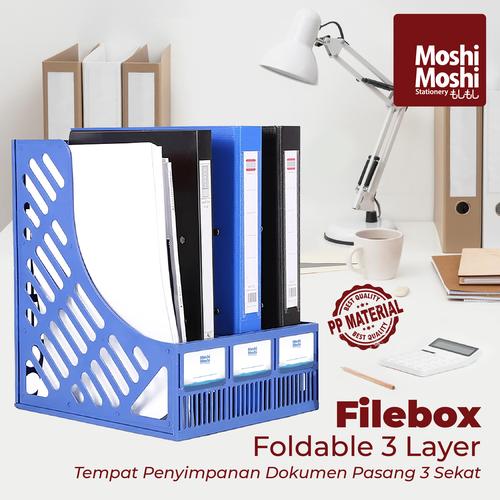 Jual File Box Foldable 3 Layer Tempat Penyimpanan Dokumen Lipat 3 Sekat ...