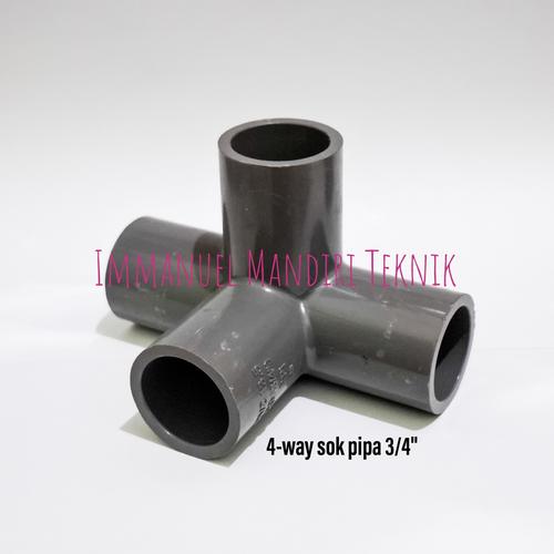 Jual Tee 4 way sok pipa 3/4 / Sok pipa cabang 4 ukuran 3/4 SCG pvc ...