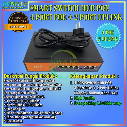 Promo Switch Hub POE 4 Port + 2 Uplink / POE Switch Hub POE 4+2 Port ...