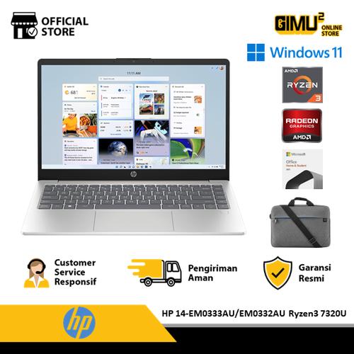 Promo Laptop HP 14-EM0333AU/EM0332AU Ryzen3 7320U 8GB 512GB SSD 14" FHD ...