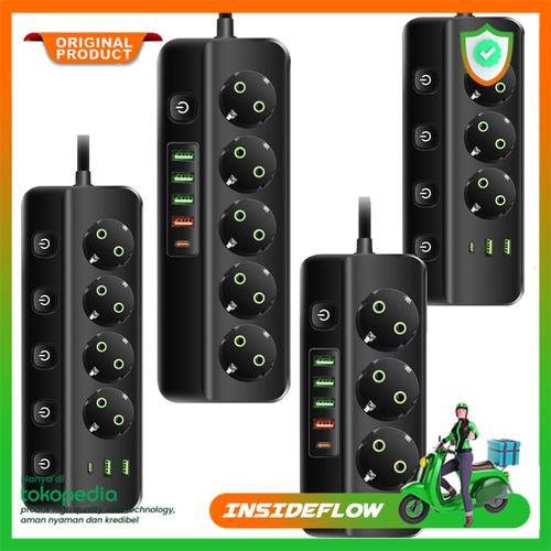 Jual Colokan Terminal Listrik Stop Kontak USB Type C Dengan Switch On Off Port EU Plug 10A 110 ...