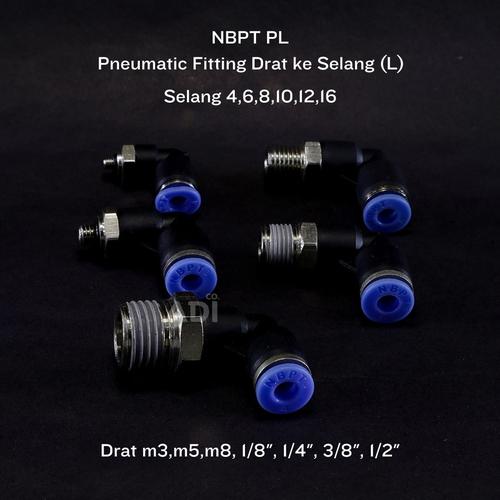Jual NBPT PL Fitting Pneumatic Elbow Connector Angin Nepel Drat ke Selang 4mm 6mm 8mm 10mm 12mm ...