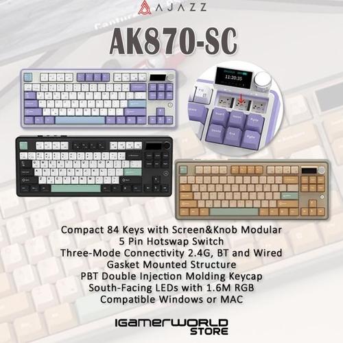 Jual Ajazz AK870 TKL Mechanical Keyboard 3-Mode RGB with Customizable ...