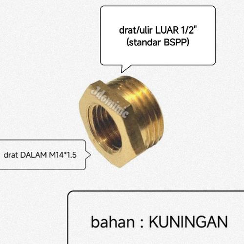 Jual konverter drat luar 1/2 inchi - ulir dalam M14 * 1.5 converter ...