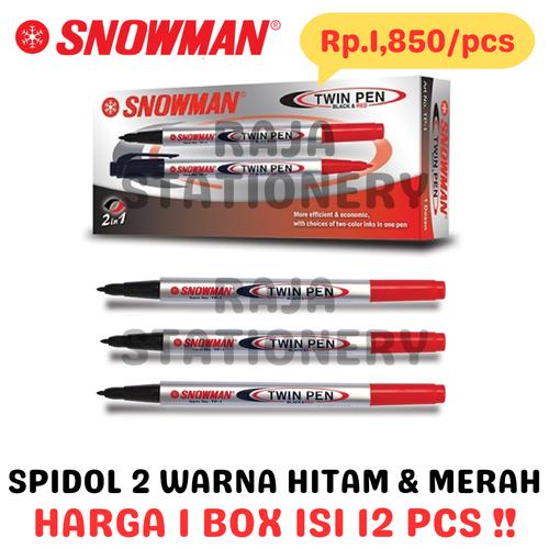 Promo SNOWMAN PERMANENT MARKER DUAL TIP 2 in 1 / PENANDA PERMANEN ...