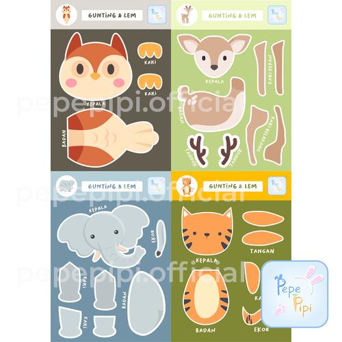 Jual Papercraft 2D Pola Hewan Paper Craft Animal Kerajinan Kertas Cut ...