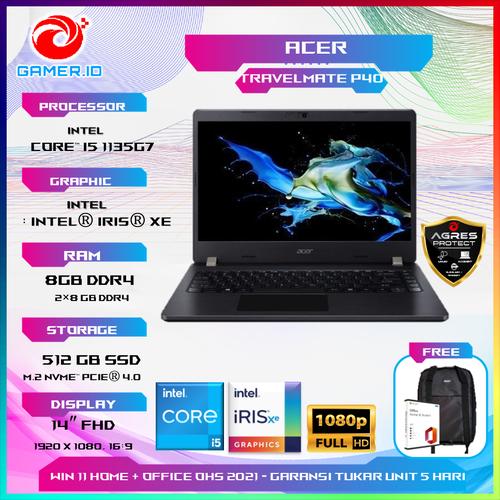 Promo ACER Travelmate P40 TMP40 53 509K i5 1135G7 8/512GB SSD W11 OHS ...