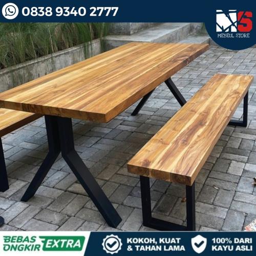 Jual set meja outdoor jati tebal - meja makan outdoor jati - set meja ...