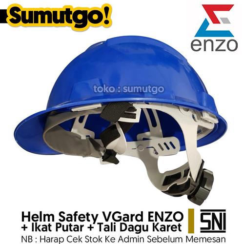 Jual Helm Safety Proyek warna Biru merek ENZO + ikat Kepala Putar ...