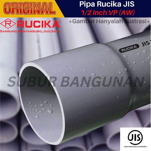 Jual PIPA PVC RUCIKA AW ABU JIS 1/2 INCH KUALITAS NO.1 ORI ASLI BARANG ...