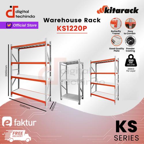 Promo KITARACK KS1220 Putih Series STARTER Rack 200KG 4 Layer Rak ...